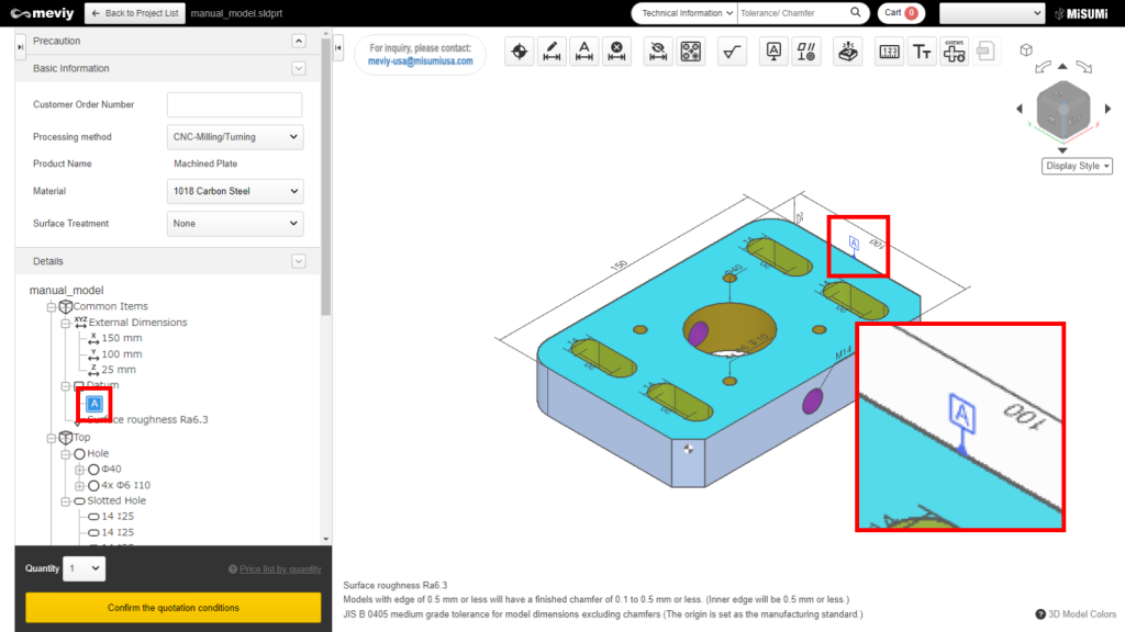 Set datum and geometric tolerances – meviy USA Instruction Manuals